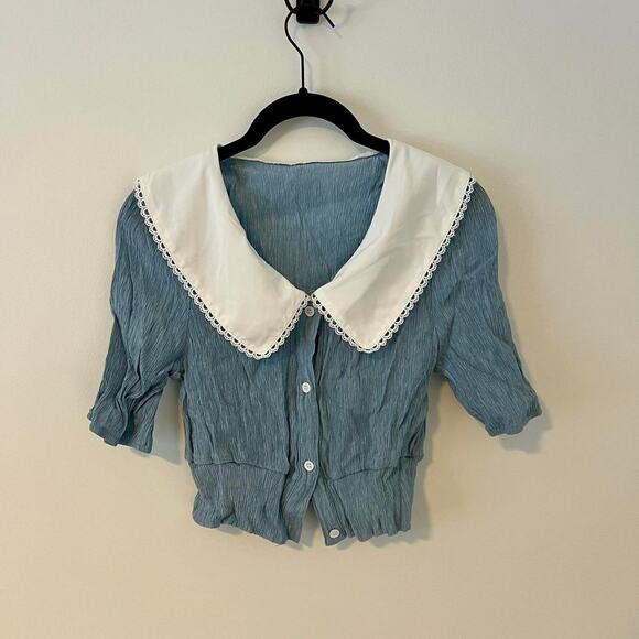 Vintage | Tops | Retro Collared Crop Top | Poshmark